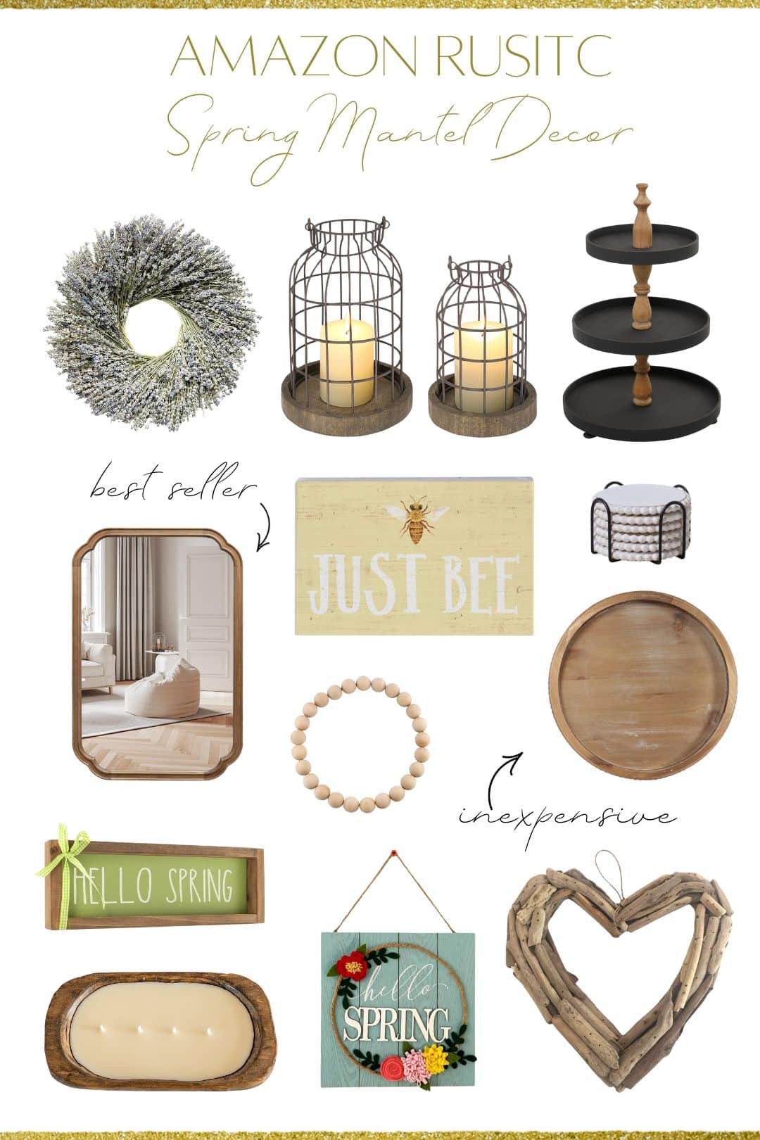 Amazon Rustic Spring Mantel Decor - Happy Happy Nester