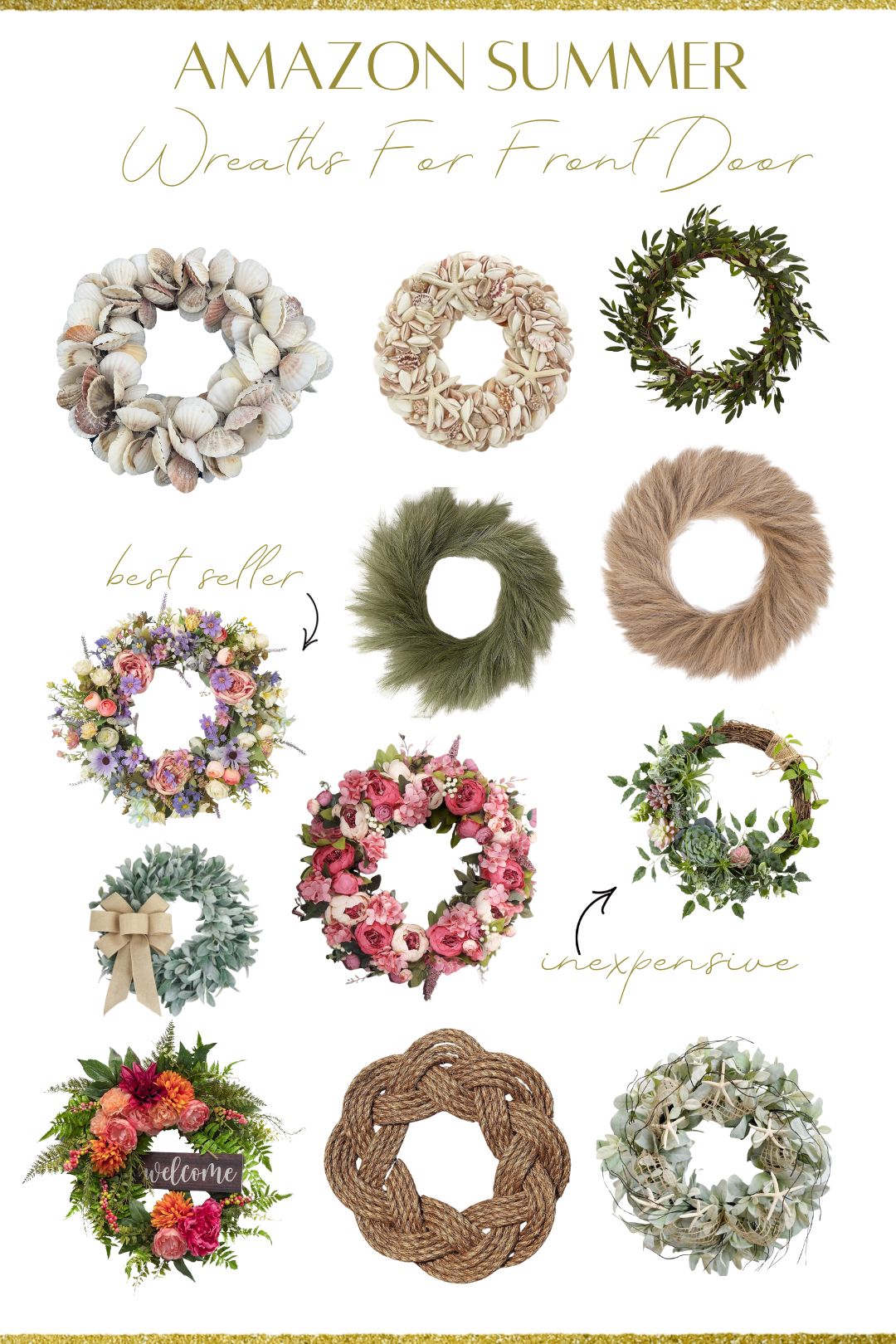 Amazon Summer Wreaths for Front Door - Happy Happy Nester