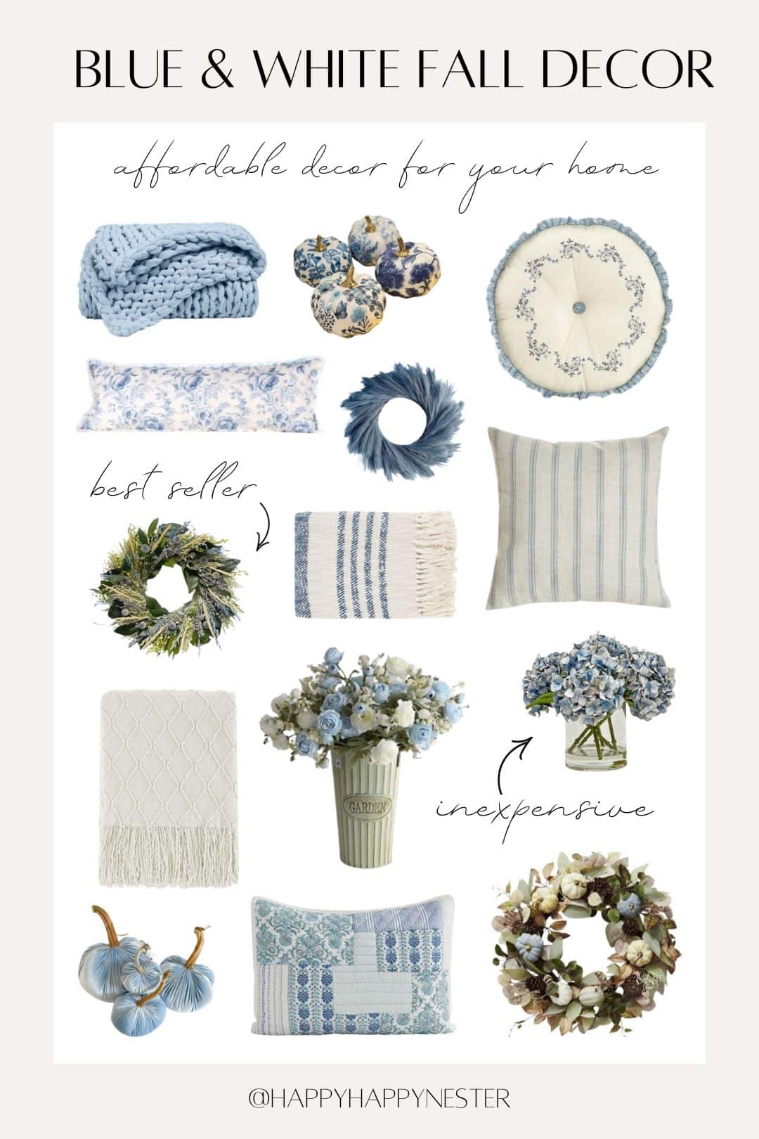 Blue and White Fall Decor - Happy Happy Nester