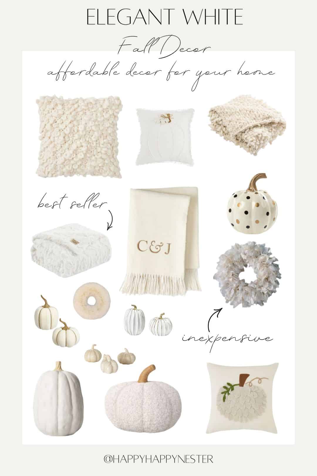Elegant White Fall Decor - Happy Happy Nester