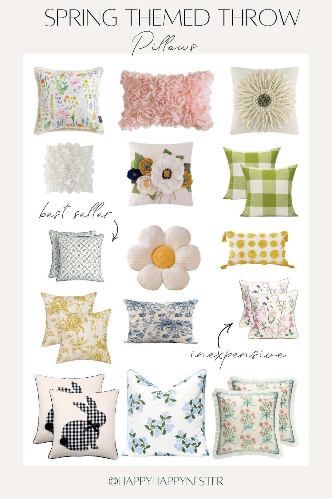 Spring Themed Throw Pillows - Happy Happy Nester